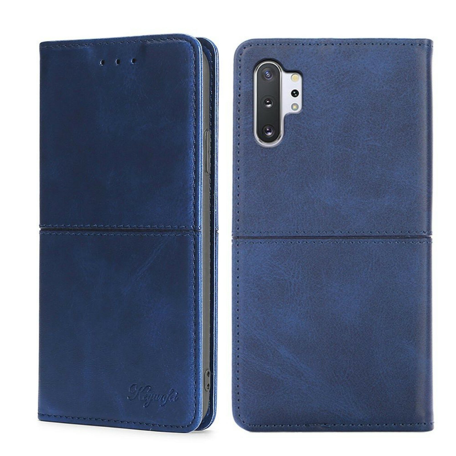 Чехол-книжка MyPads для Samsung Galaxy Note 10+ из натуральной воловьей кожи, синий