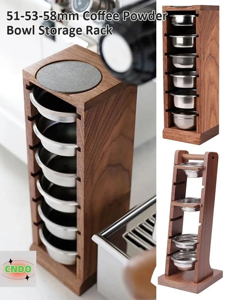 51-53-58мм Coffee Powder Bowl Storage Rack Держатель для кофейных фильтров из черного ореха