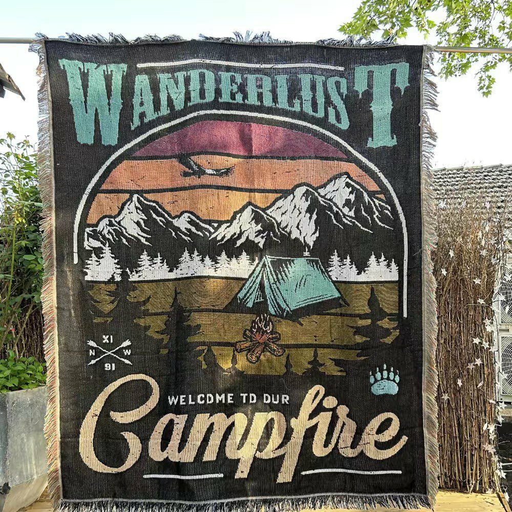 Американский ретро-гобелен для кемпинга на открытом воздухе, покрывало для багажника, настенный гобелен для гостиной, рамка для картин, покрывало для дивана.