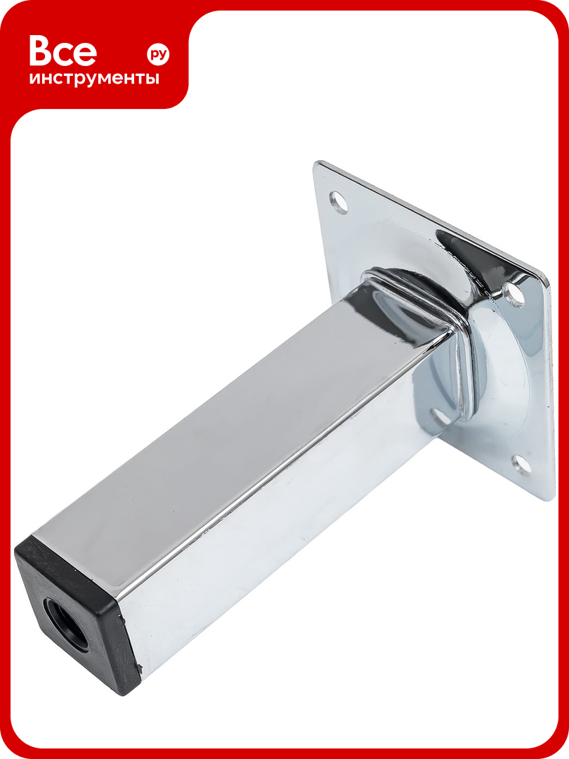 Ножка Tech-Krep квадратная, нерегулируемая, хромированная, с монтажной площадкой, изготовлена из углеродистой стали