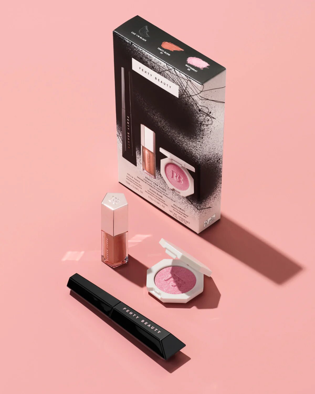 Fenty Beauty Набор косметики из хайлайтера, блеска и туши Fenty Fam Faves