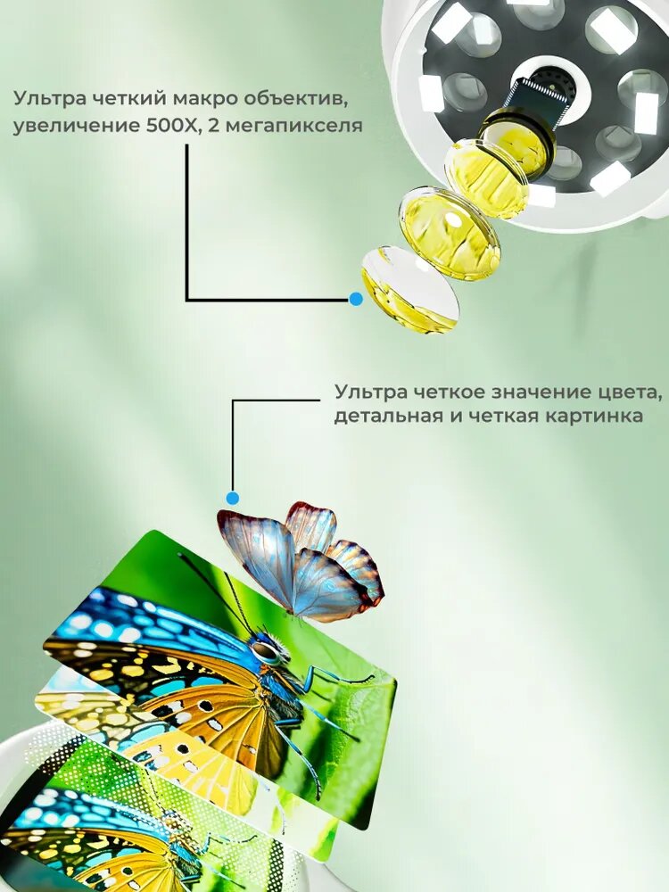 Эксклюзивный детский микроскоп с увеличением 500X и камерой, карта памяти 8 ГБ в подарок — фото 1
