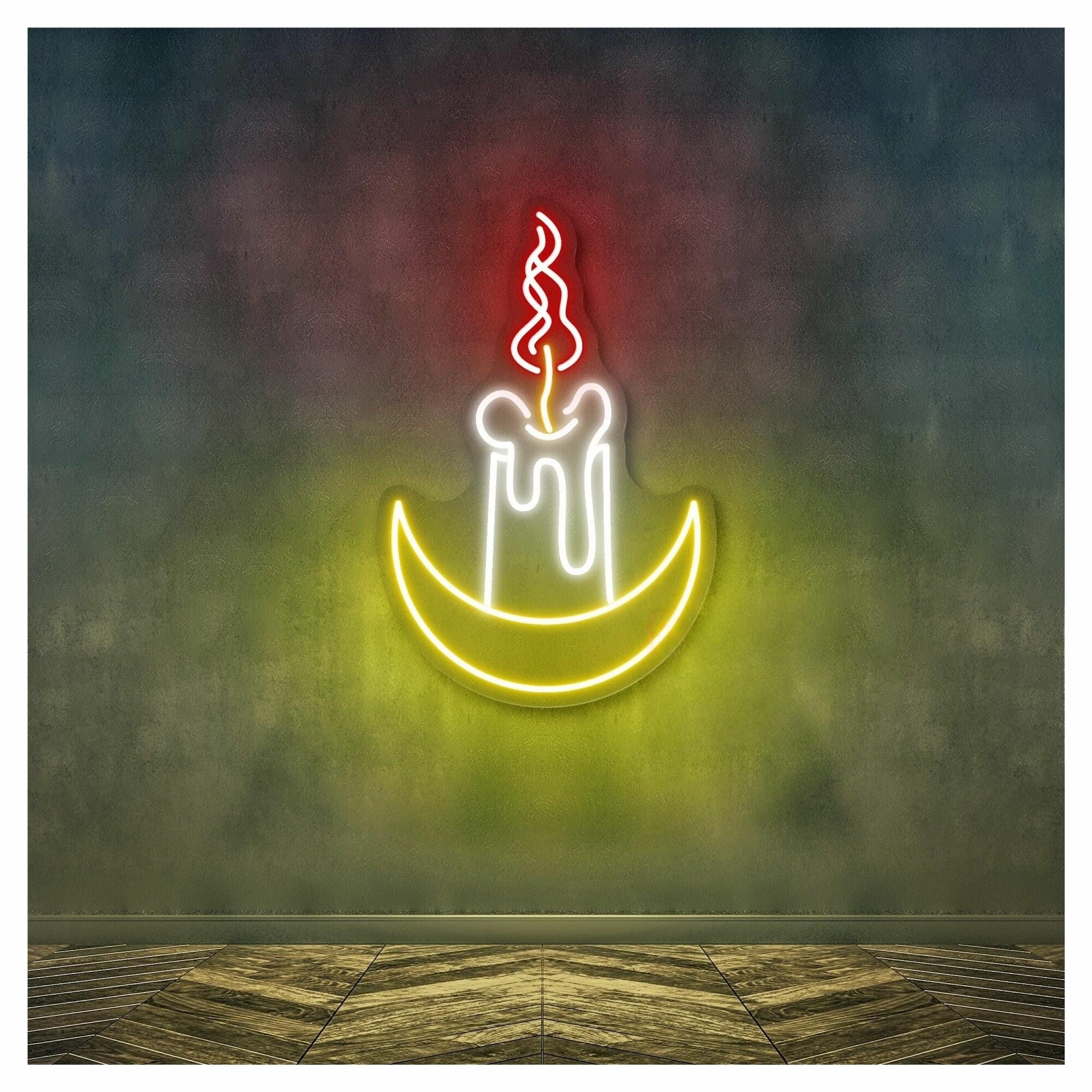 Неоновая Вывеска В Виде Лунной Свечи 32смx50см