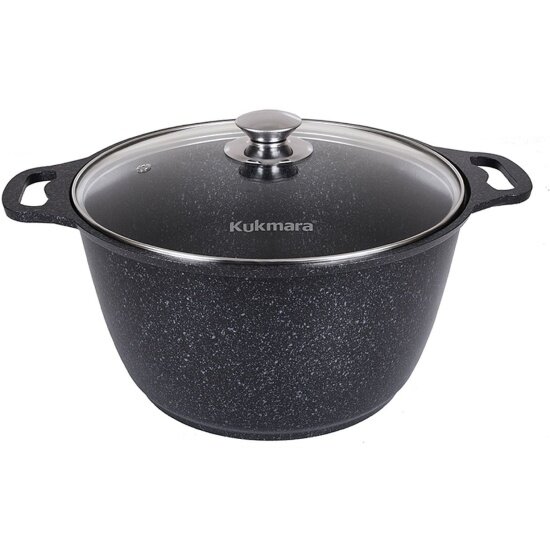Кастрюля Kukmara Темный мрамор 6л со стеклянной крышкой (кмт62-1а)