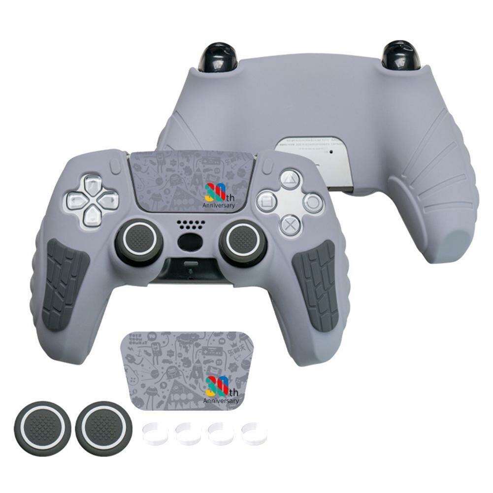 Накладка на контроллер для PlayStation 5, силиконовая, серая, нескользящая, 30-летие