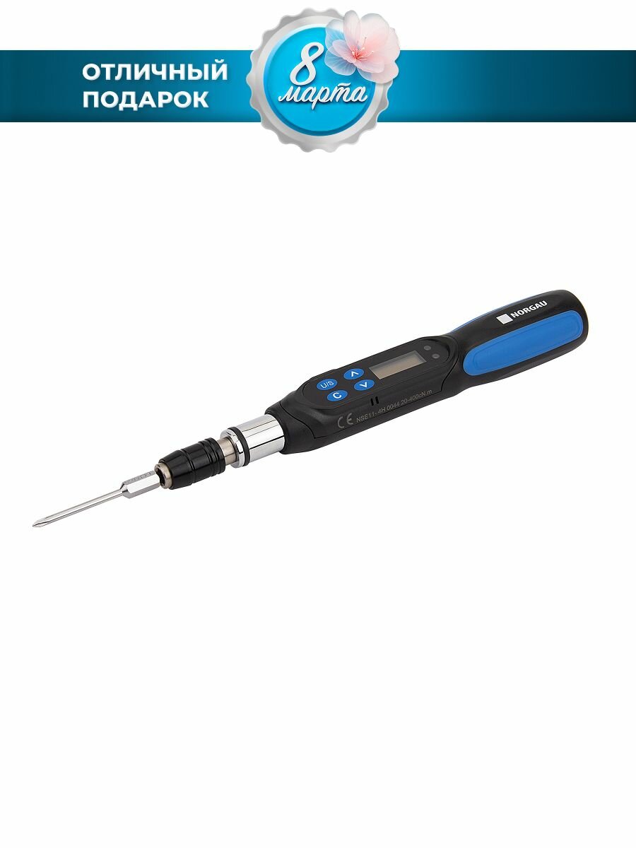 Динамометрическая отвертка 20-400 сНм NORGAU Industrial для бит с шестигранником 1/4 в футляре электронная