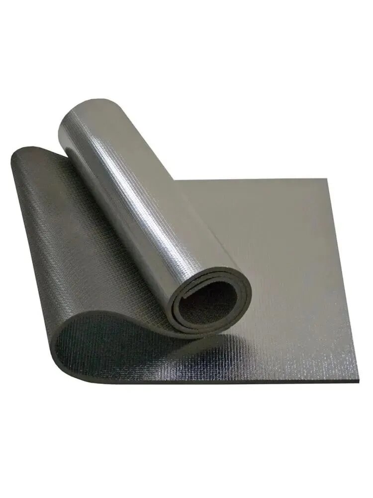 Коврик туристический с фольгой, серый,200х60х1.1 см. Походный, теплый, армейский, для охоты и рыбалки