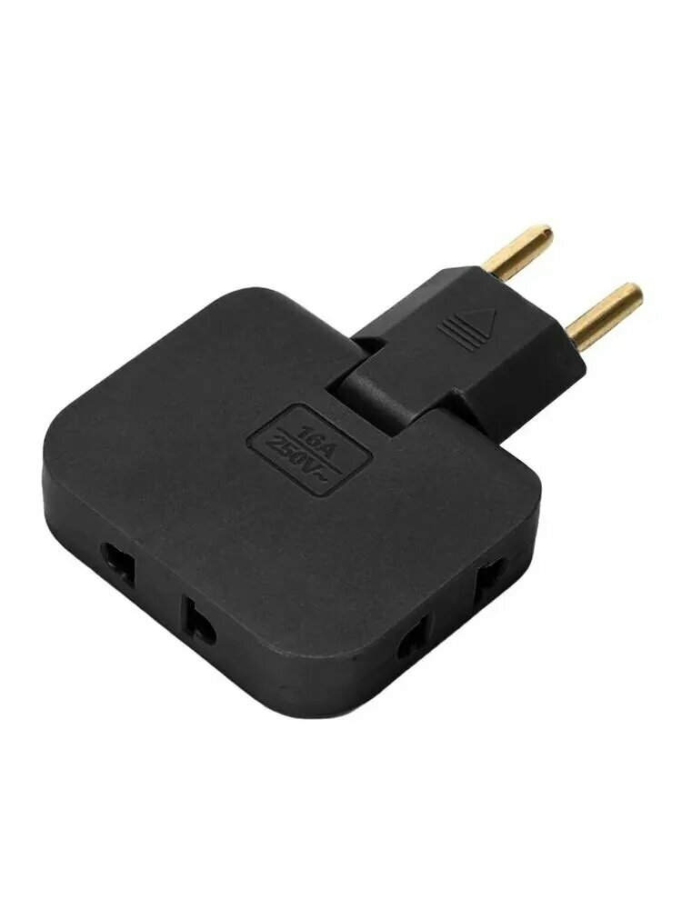 Тройник для розетки поворотный, разветвитель электрический усиленный 16А