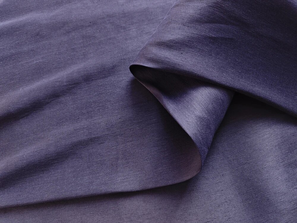 Льняная шелковая ткань 54", 21 момме для пошива костюмов Фиолетовый, Deep Navy 21.5MOMME