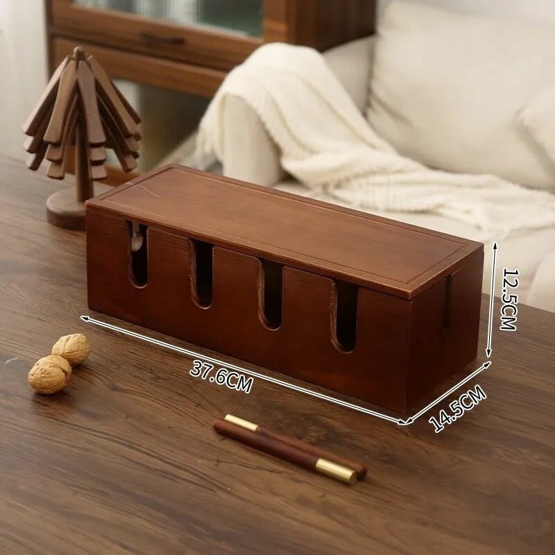 Коробка для хранения удлинителя, органайзер для кабелей, настольный ящик для управления проводами и розетками, деревянная версия для скрытия проводов.