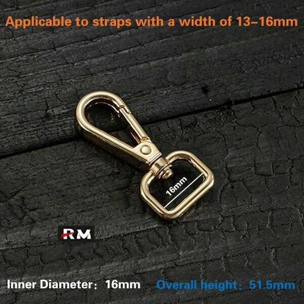 Карабины металлические для сумки, ремня, стропы, Внутренний диаметр 1,6 см, золотой, 2 шт