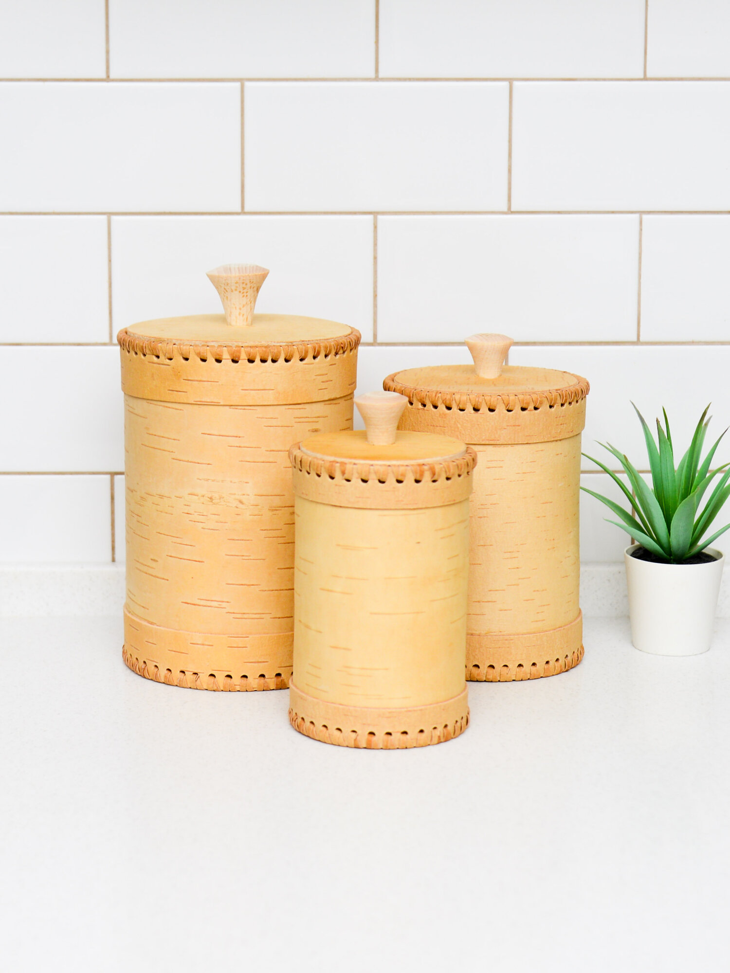 Набор из 3-х туесов из бересты чистых без рисунка