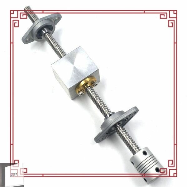 Эксклюзивный комплект для 3Dпринтера включает ходовой винт T8 длиной 200 мм и диаметром 8 мм в серебристом исполнении, вертикальный двухзаходный стержень с подшипниковой опорой и монтажной подушкой