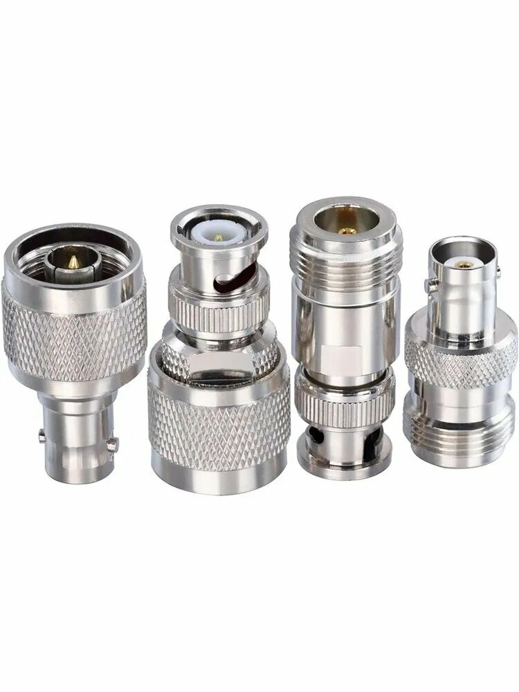 Комплект переходников N to BNC, 4 шт, N мужской/женский на BNC мужской/женский, для коаксиального кабеля, удлинителя, видео, антенн