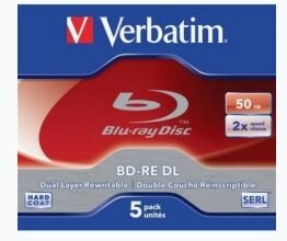 Диски Blu-ray Verbatim 43760 BD-RE DL 50gb 5шт Jewel Case