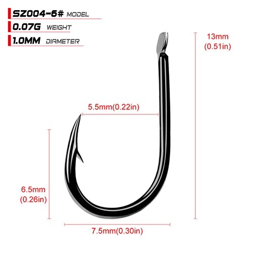 Крючок рыболовный ISEAMA SZ004-6#, 0.07g, 1.0mm, size6