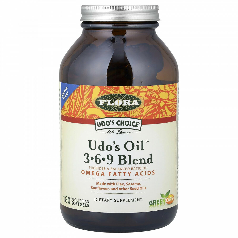 Flora, Udo's Choice®, Udo's Oil™, смесь 3, 6, 9, 180 вегетарианских капсул