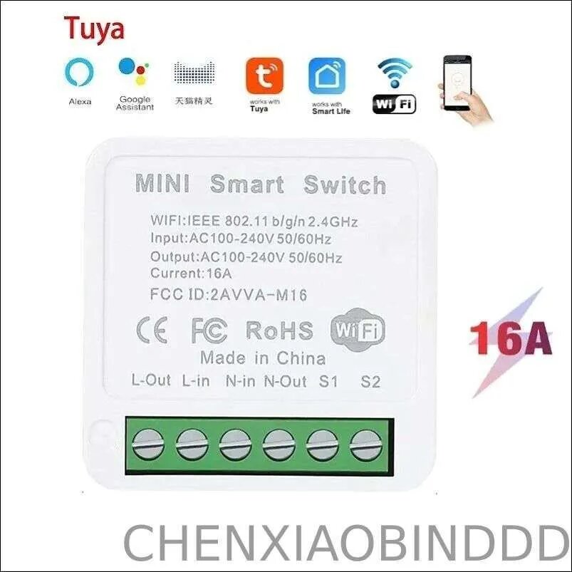 Умный wifi переключатель, мини реле tuya, Поддержка Алиса, Маруся
