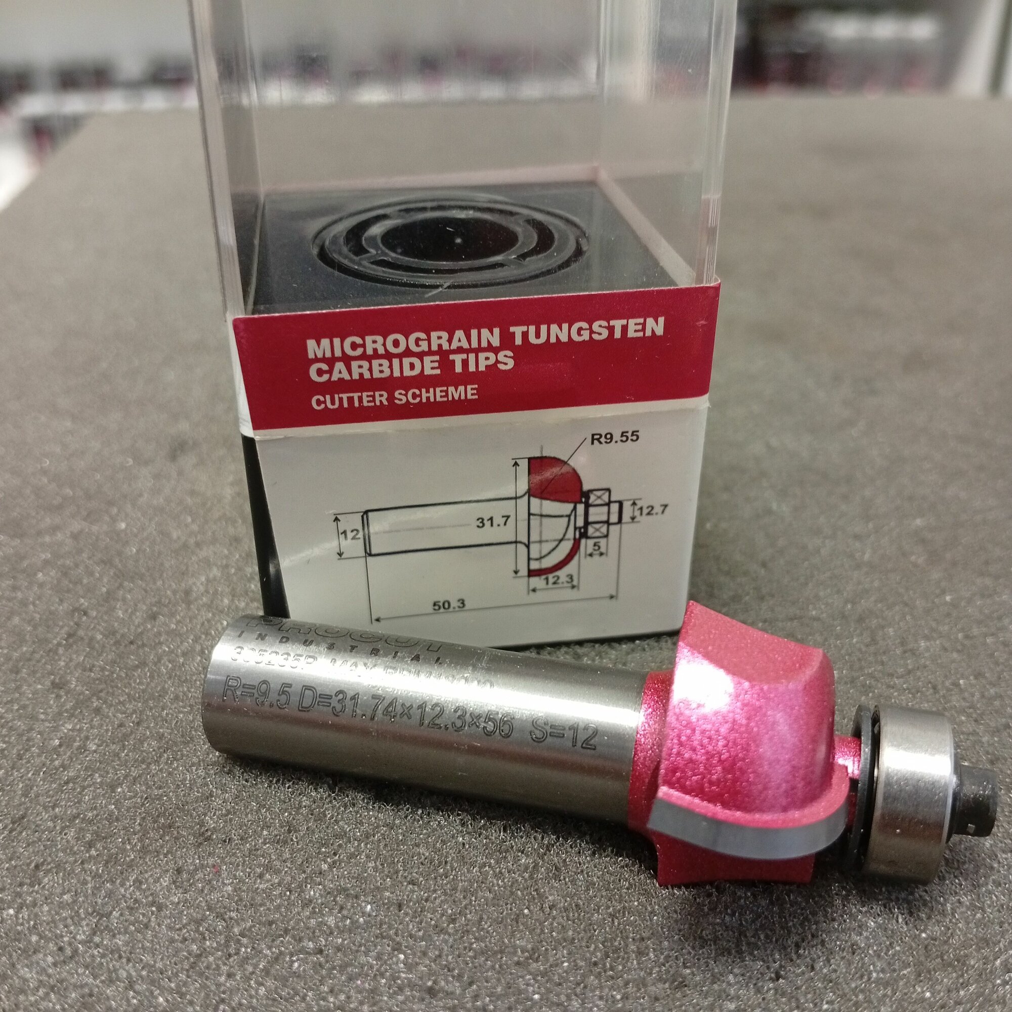 Фреза внешний радиус R 9.52 мм "Галтель" (нижний подшипник) ( проф. серия) Z 2 D 31.74x12.3x62 S 12 PROCUT