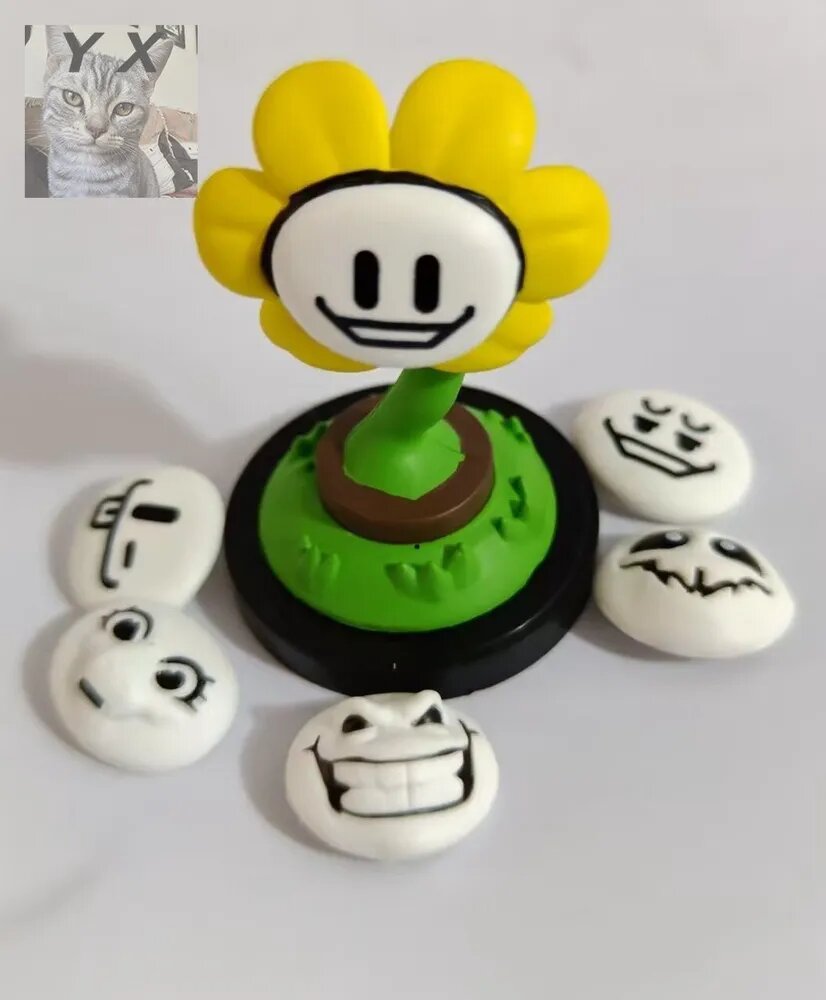 Фигурка Flowey Undertale (8см) сменные лица ПВХ — фото 1
