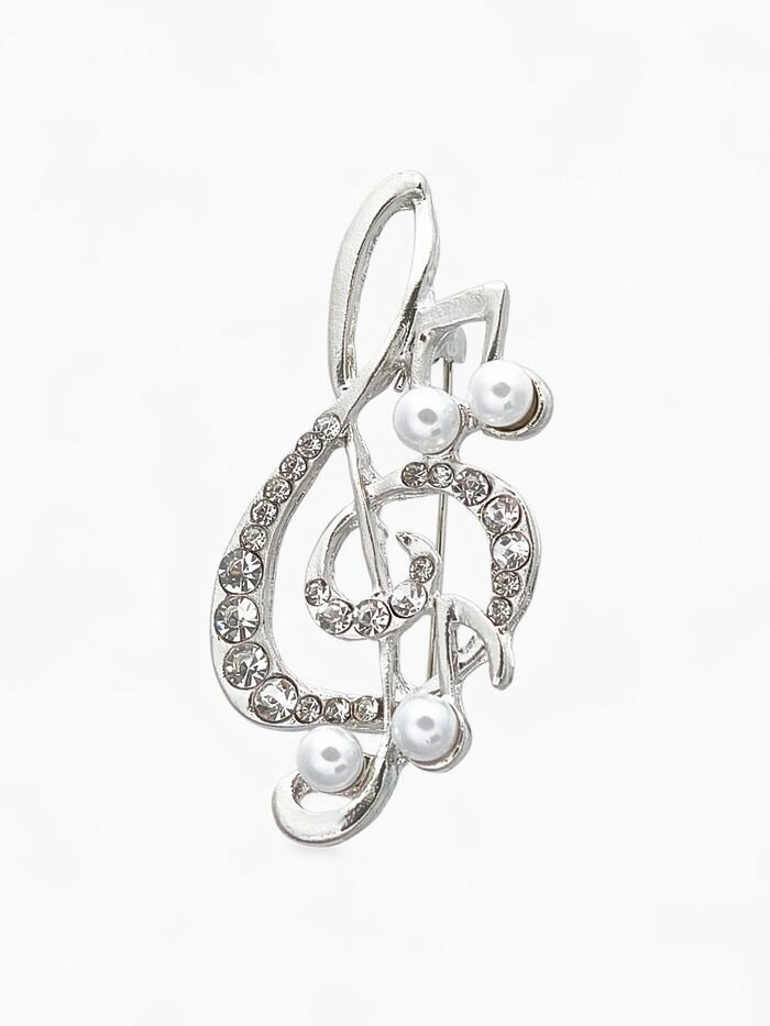 Брошь, кристалл, жемчуг имитация