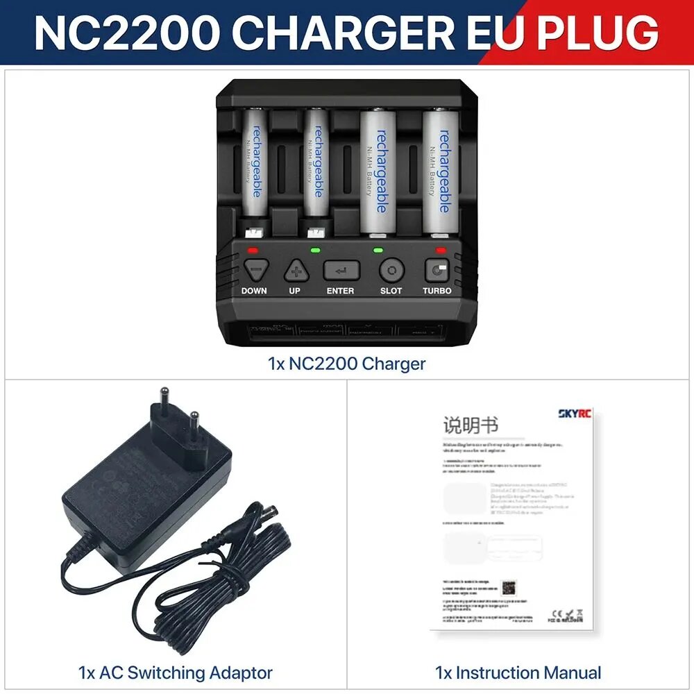 Зарядное устройство для аккумуляторов SKYRC MC3000 NC2500 Pro / NC2200 для AA AAA NiMH универсальное перезаряжаемое BT LCD умное зарядное устройство