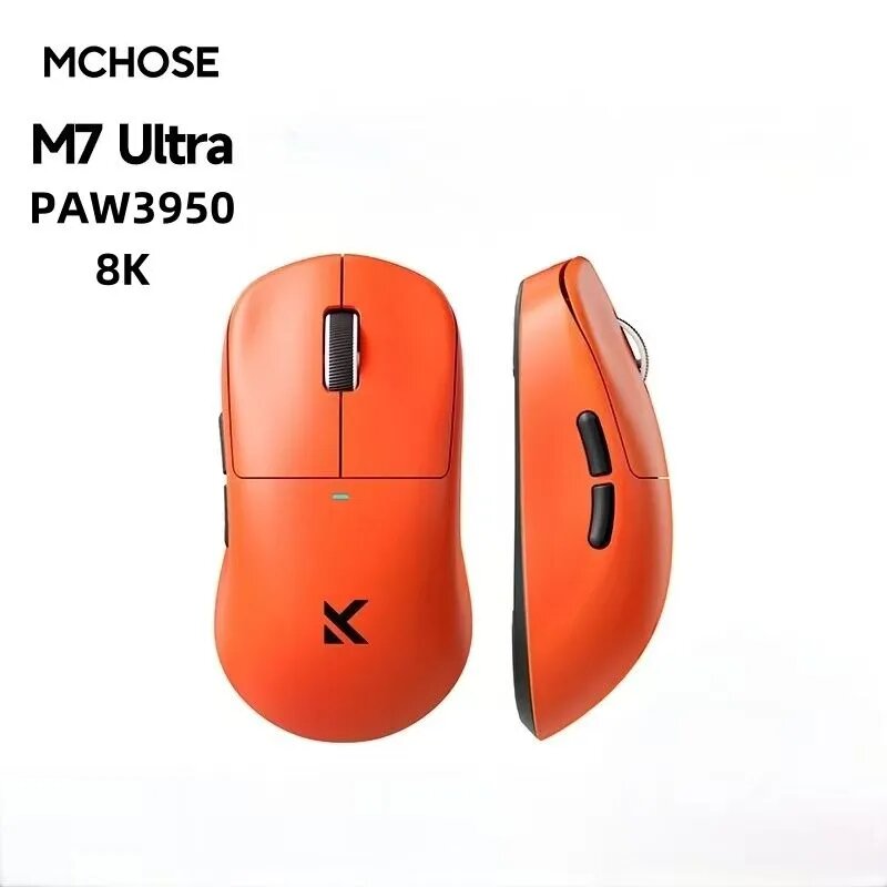 Игровая мышь MCHOSE M7 Ultra беспроводная, оранжевый, PAW3950, 8K