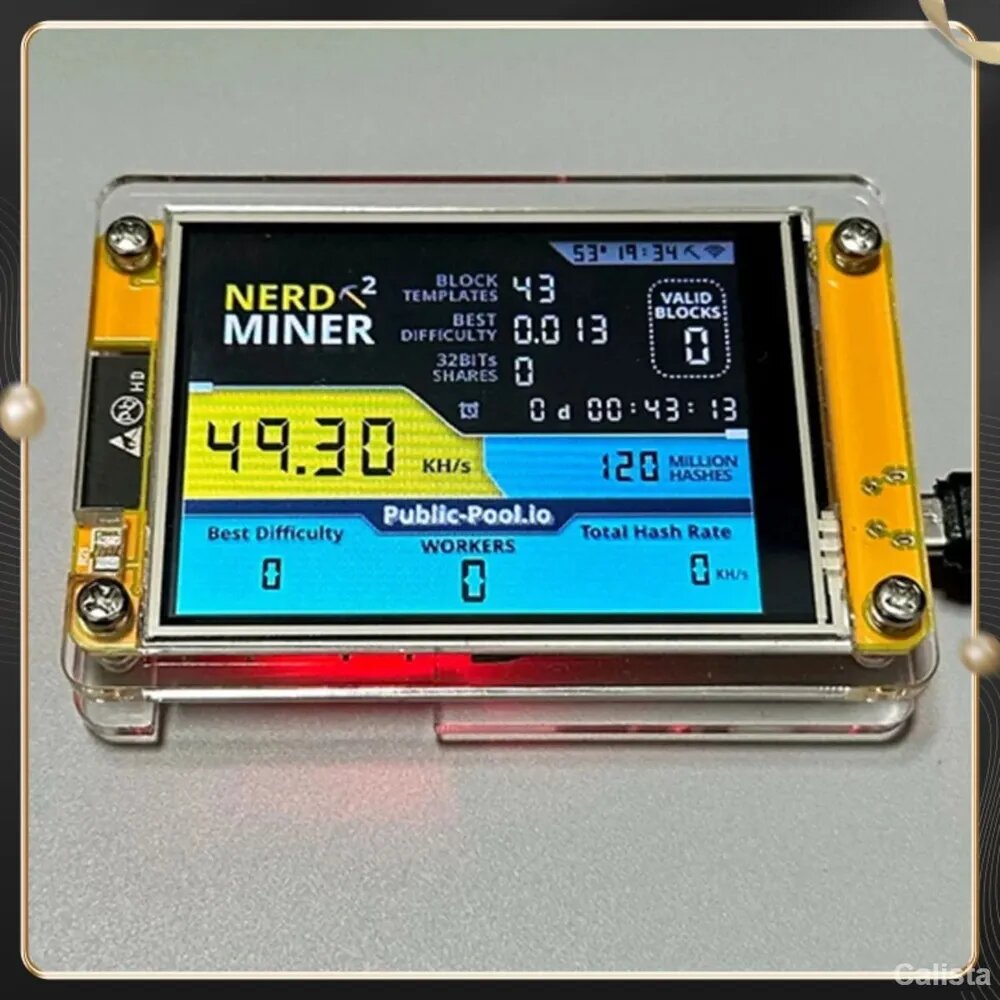 NerdMiner V2 2,8-дюймовый дисплей Solo Lottery Nerd Miner 56KH/S м
