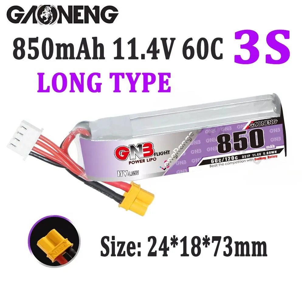 GAONENG 850 мАч 2S 7,6 В 3S 11,4 В 4S 15,2 В 60C литиевая батарея с вилкой XT30U-F