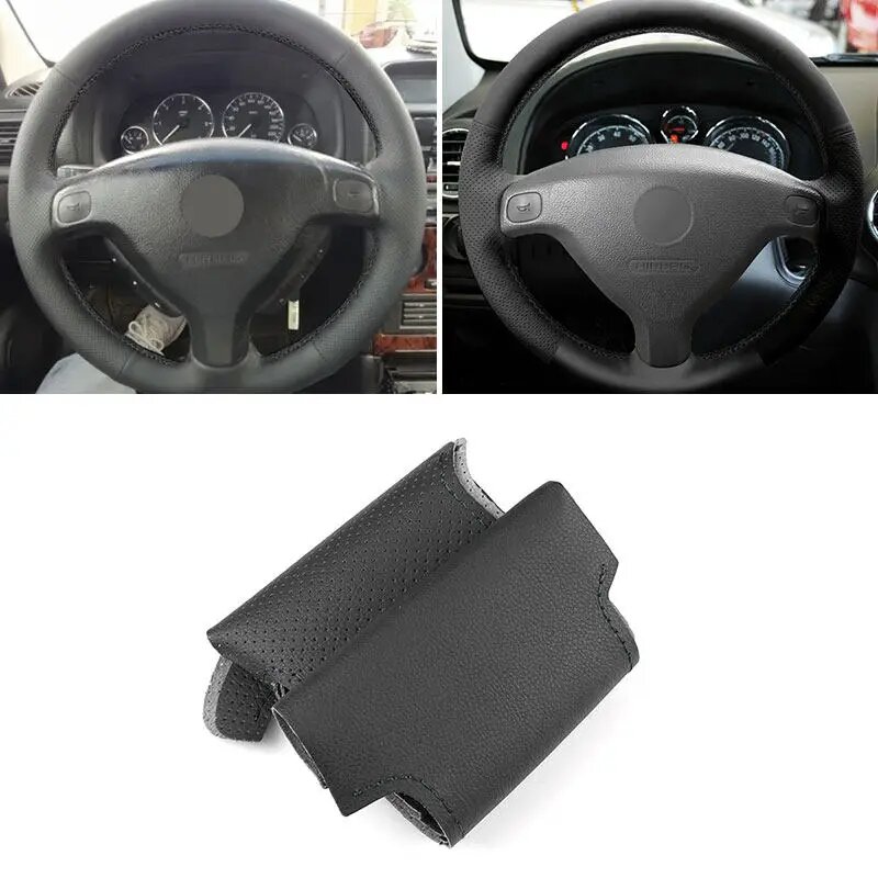 Черная кожаная накладка для Buick Sail Opel Astra G H 1998-2007 для Opel Zafira A 1999-2005, чехол на руль с ручным шитьем автомобиля