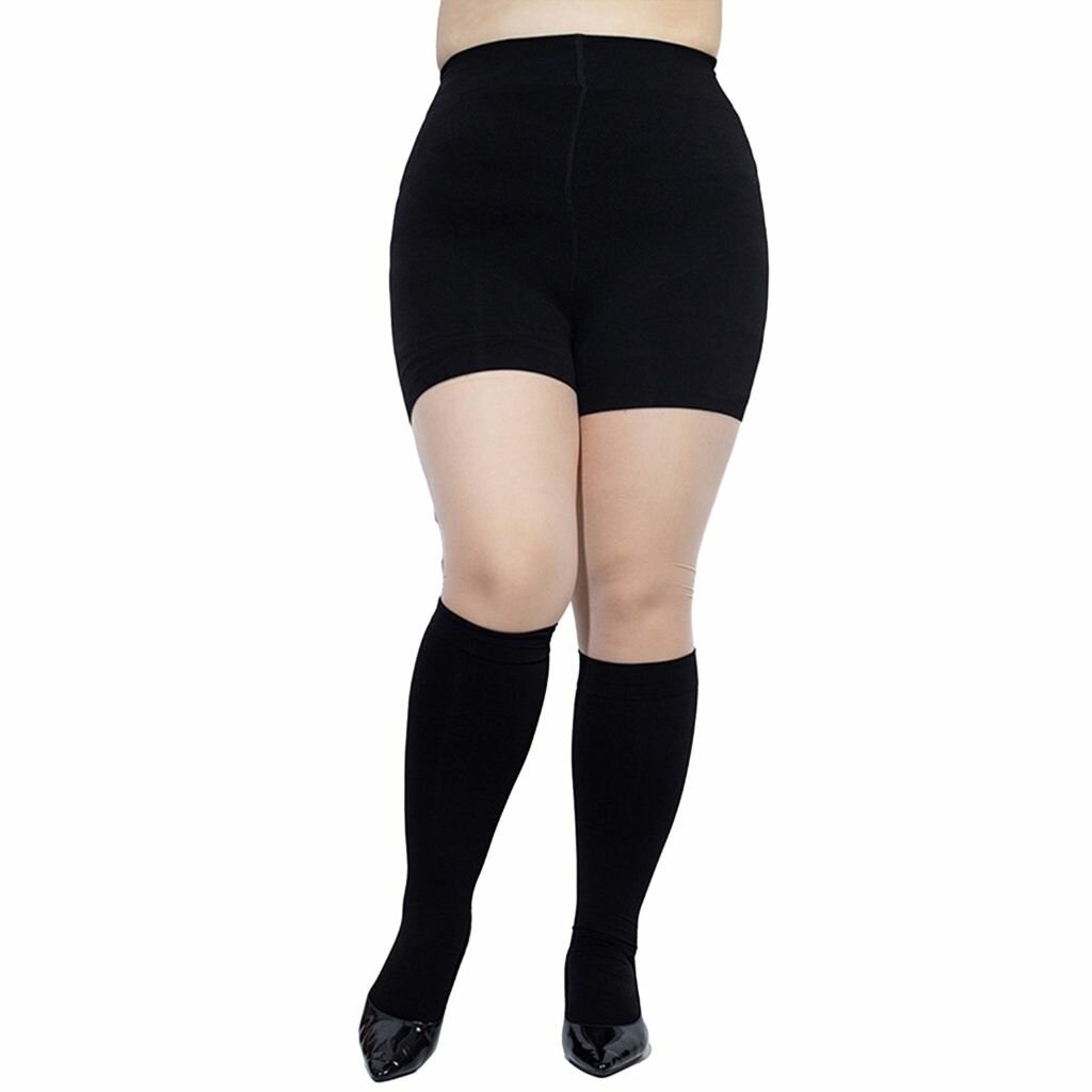 Чулки большого размера в тон по цвету-черные