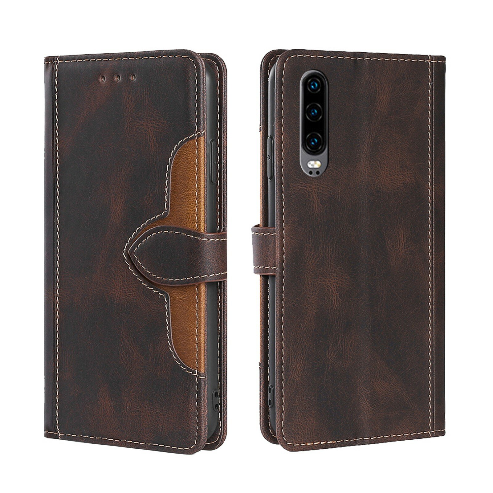 Чехол-книжка MyPads для Huawei P30 с коричневым узором, искусственная кожа, защита корпуса и экрана