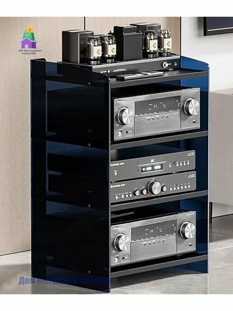 QIKIOB Стойка Для Hi Fi Аппаратуры 4 Этажа, Стойка для Hi fi аппаратуры подходит для гостиной, 52.5x40x79.4см