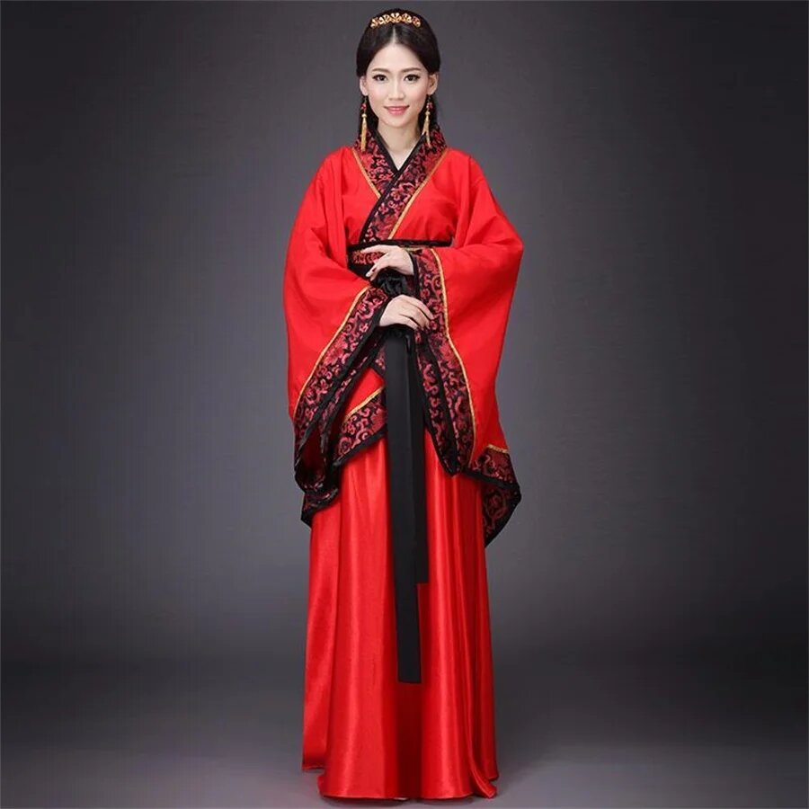 Красный китайский костюм Hanfu, XXXL