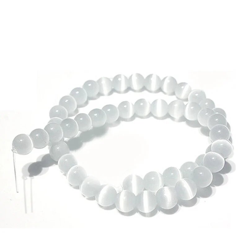 Натуральные каменные бусины для бижутерии: белый селенит, кошачий глаз, гипс, лунный камень 6 мм