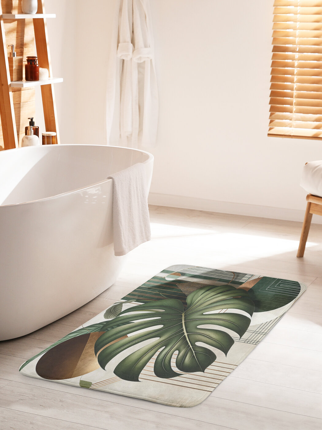 Коврик для ванной комнаты и туалета противоскользящий "Геометрический декор" 60х100 см, JoyArty