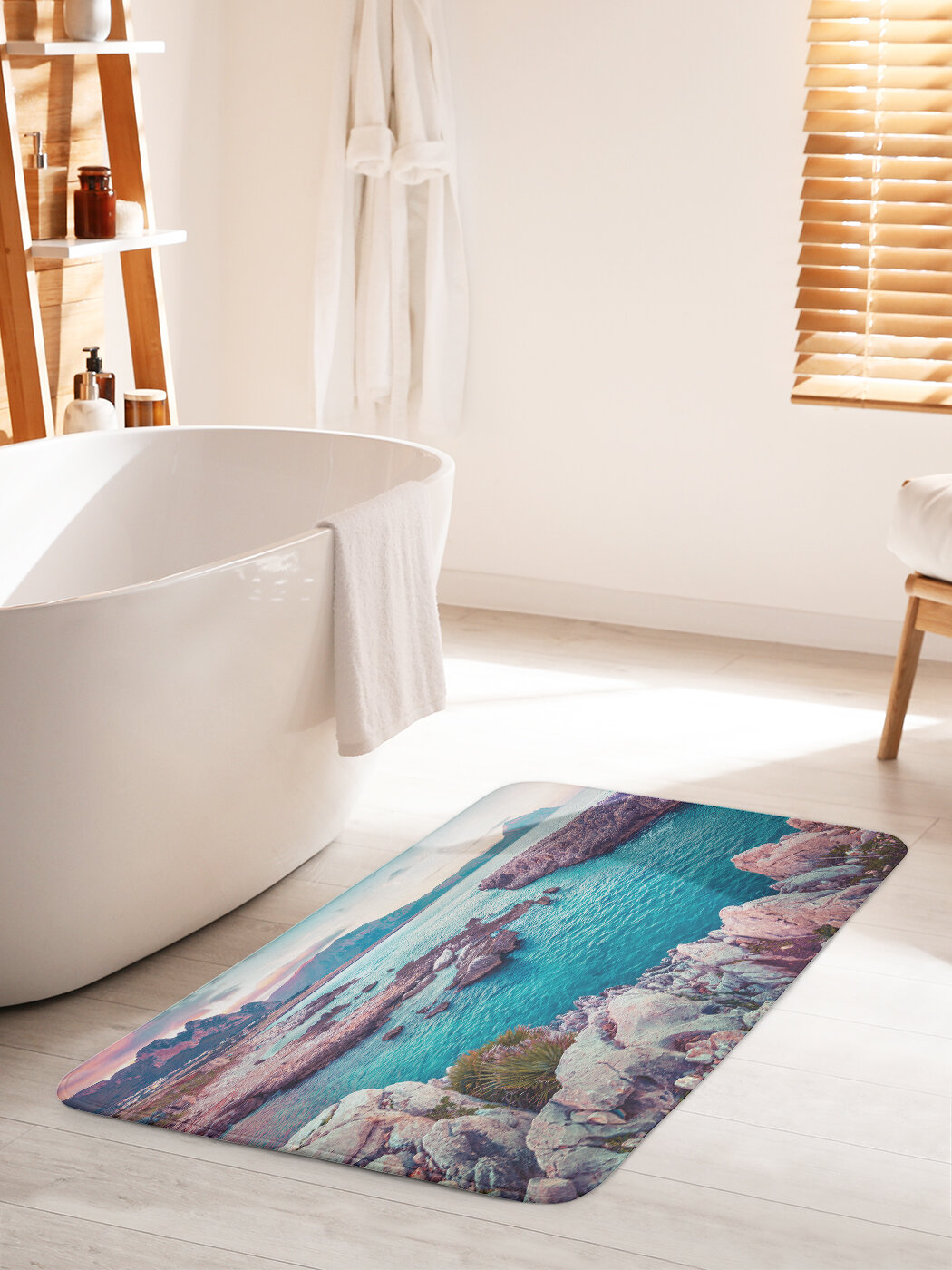 Коврик для ванной комнаты и туалета противоскользящий "Каменный берег" 60х100 см, JoyArty