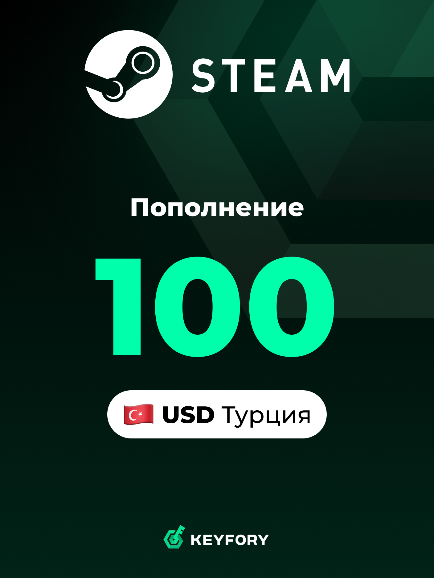 Подарочная карта Steam Турция 100 USD / Цифровой код, пополнение счета / Steam Gift Card TL/ TR/ TURKEY