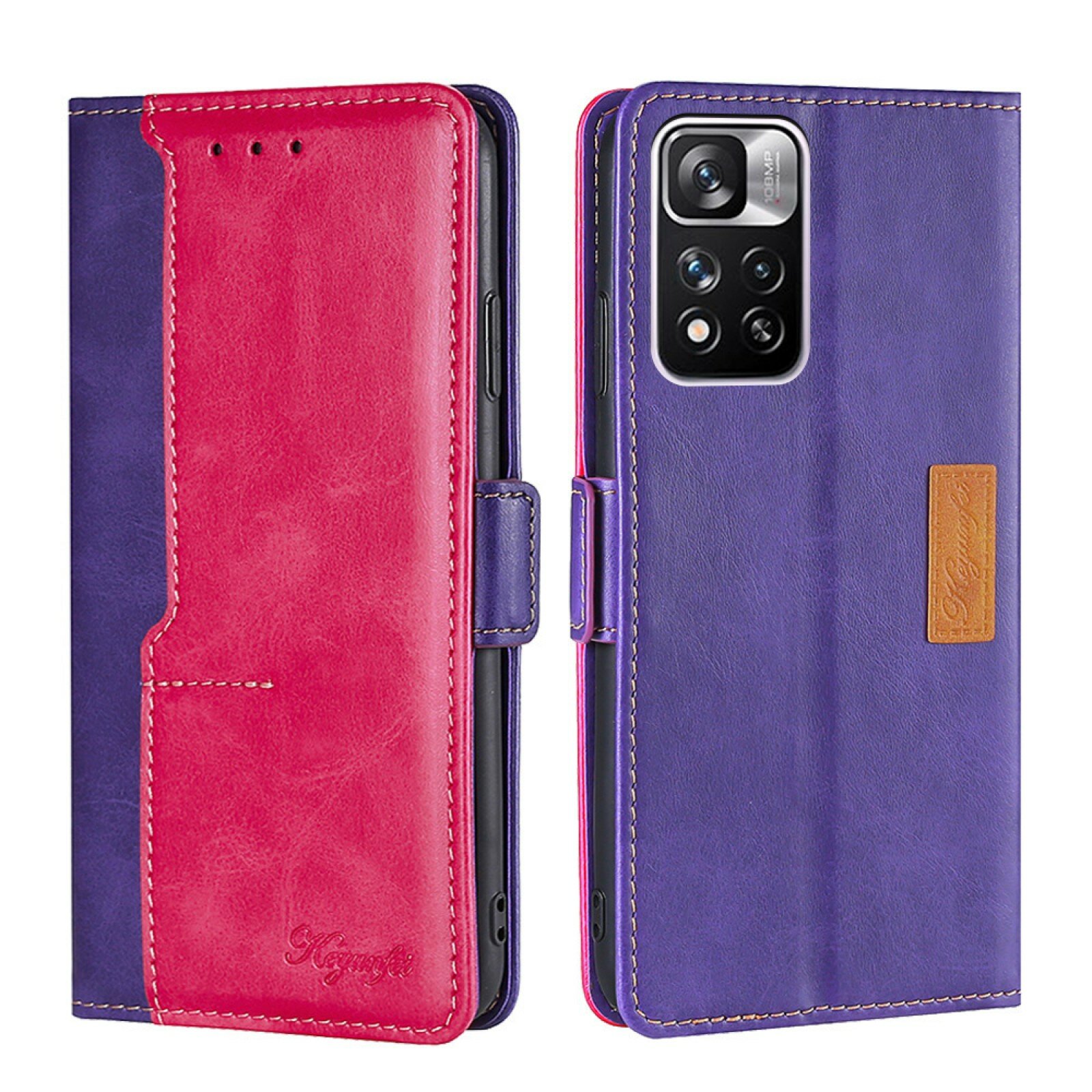 Чехол-книжка MyPads для Xiaomi Redmi Note 11 Pro+ 5G красно-фиолетовый защитный