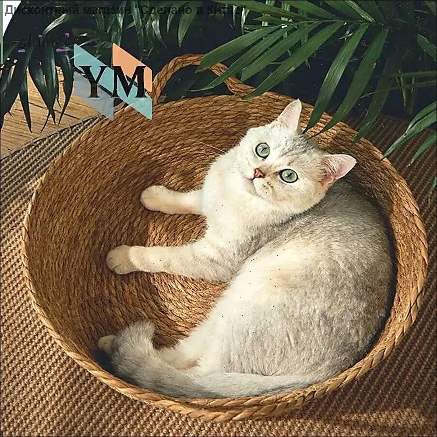 Кошачье лежбище из пеньковой верёвки - уютное место для отдыха кошки. Изготовлено из прочного материала, обеспечивающего комфорт — фото 1