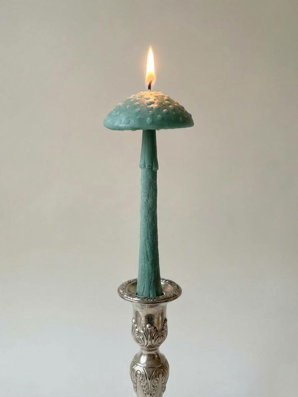 Свеча Unification Love "Гриб мухомор", фигурная, сизая, ручная работа, 6 см