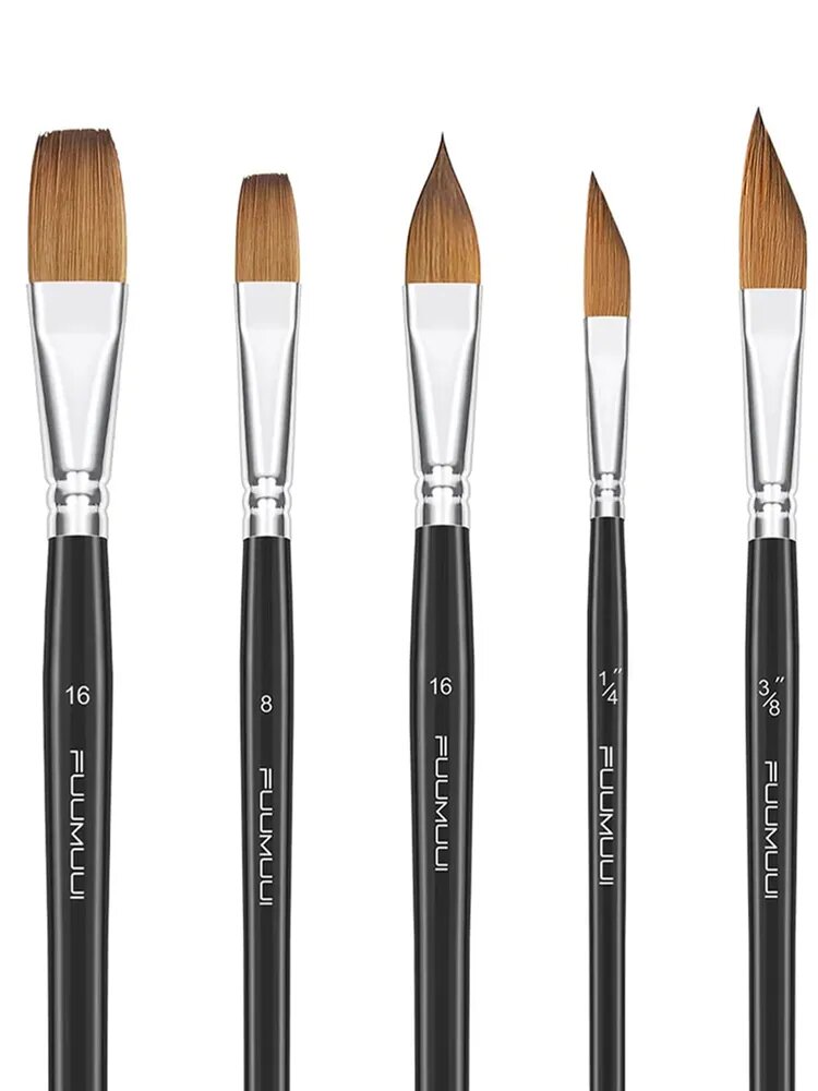 FUUMUUI Набор кистей для рисования Даггер, Кошачий язык № 5/8, 3/4, 5 шт.