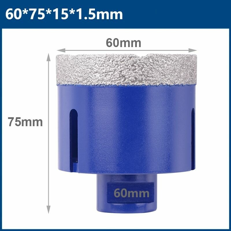 Коронка алмазная XCAN по стеклу и керамике для УШМ М14, 60х75х15х1.5мм