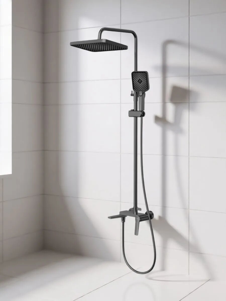 Душевая система с тропическим душем от бренда Vieir из латуни V493062-G графит