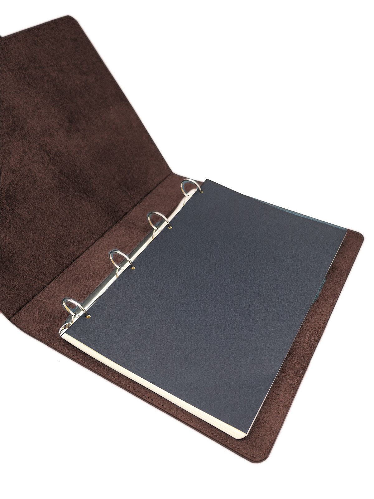 Кожаный ежедневник A4 на разъемных кольцах, тетрадь со сменными блоками, Denny Woodland by J. Audmorr, коричневый, натуральная кожа, ручная работа