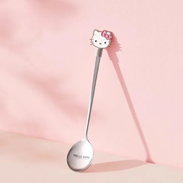 Кухонные принадлежности Sanrio Hello Kitty в форме ложек, портативная детская миска для фруктового салата с мультяшным персонажем, креативные аксессуары из нержавеющей стали.