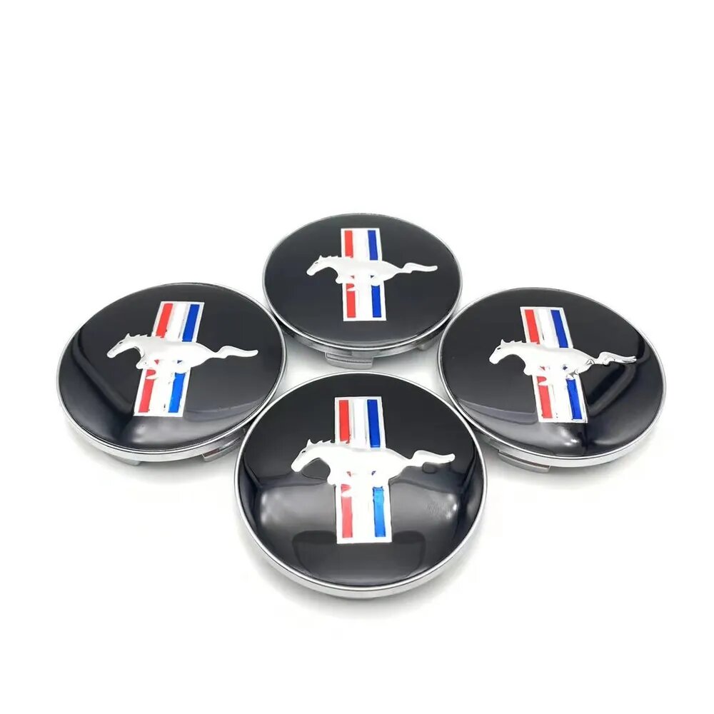 Колпаки ступицы колеса для Ford Mustang, комплект 4 шт, чёрные, диаметр 60 мм, ABS пластик