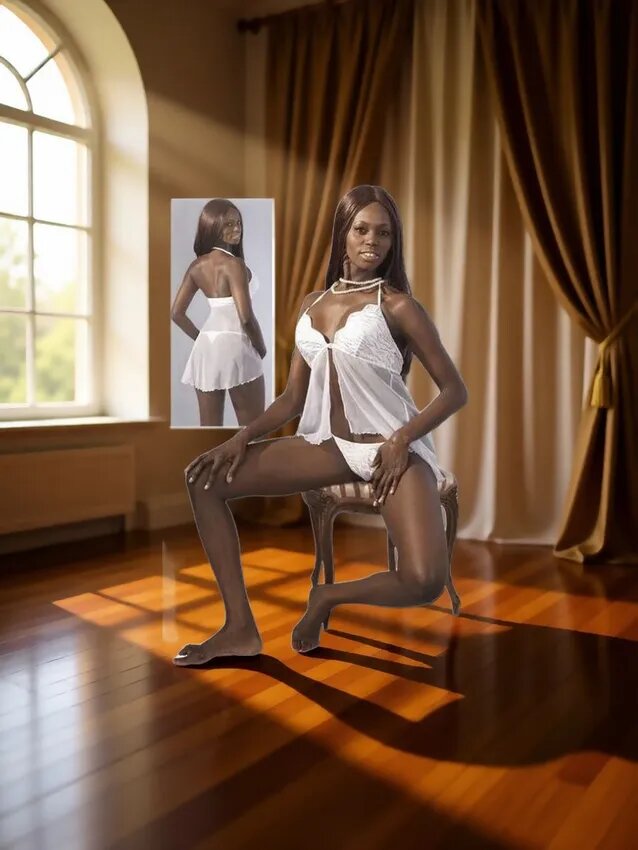 Бебидолл и стринги с золотистой вышивкой от Cottelli Collection, XL