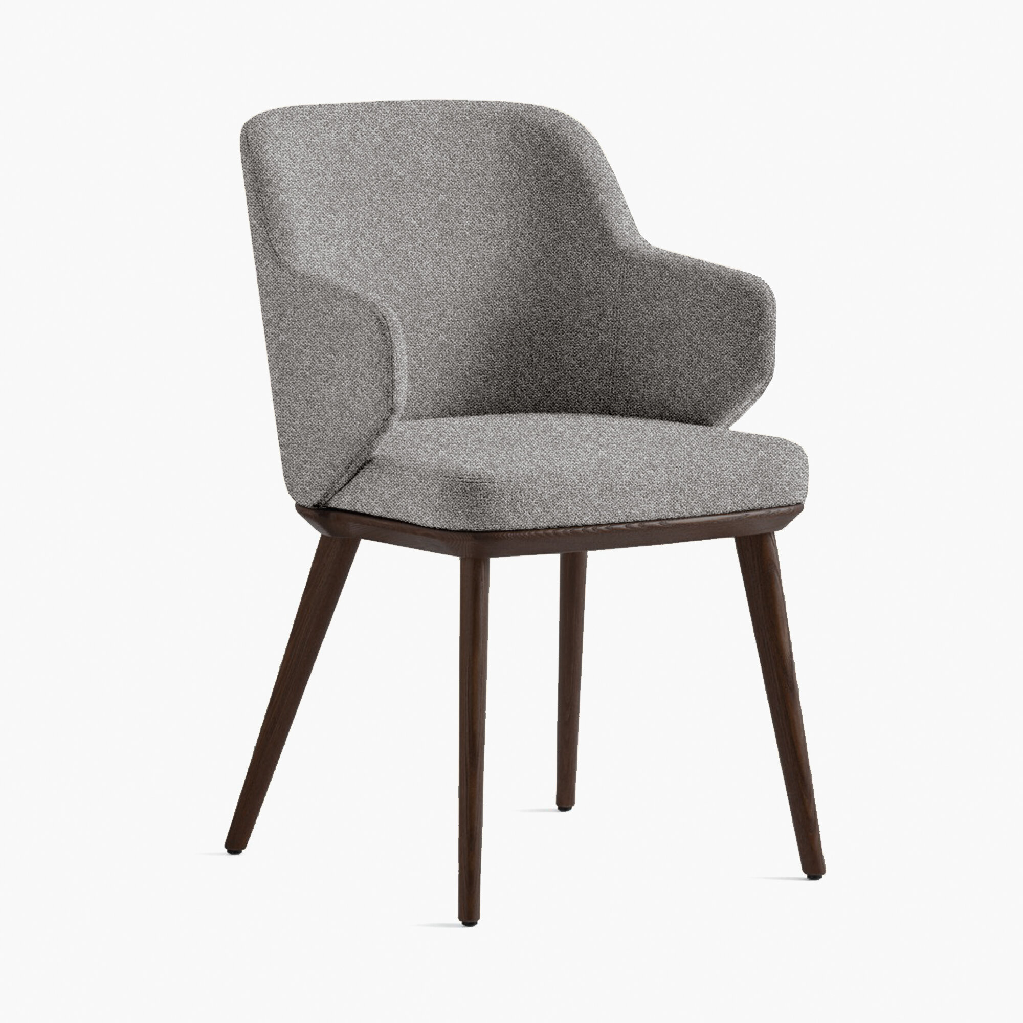 Стул Трентино с подлокотниками без выреза светло-серая ткань ясень тон темный орех (лак/матовый) для дома/для гостиной/для столовой/для кафе/кухонный стул/стул кухонный