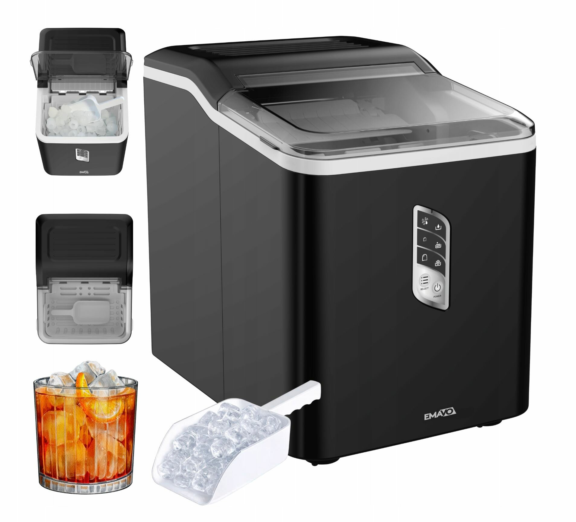 Льдогенератор Emavo IceFlow 1,5 л, 12 кг/24 ч, черный, эффективный, быстрый, тихий